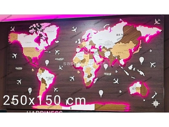 Led mapa sveta 150*90 3 D
