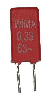 Kondenzator, metalizirani poliester, 1µF, 50V, 10%, RM2.5, Wima