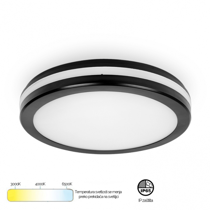 1 LED PLAFONJERA X09-300 24W 3000/4000/6500K IP65 CRNA 201826