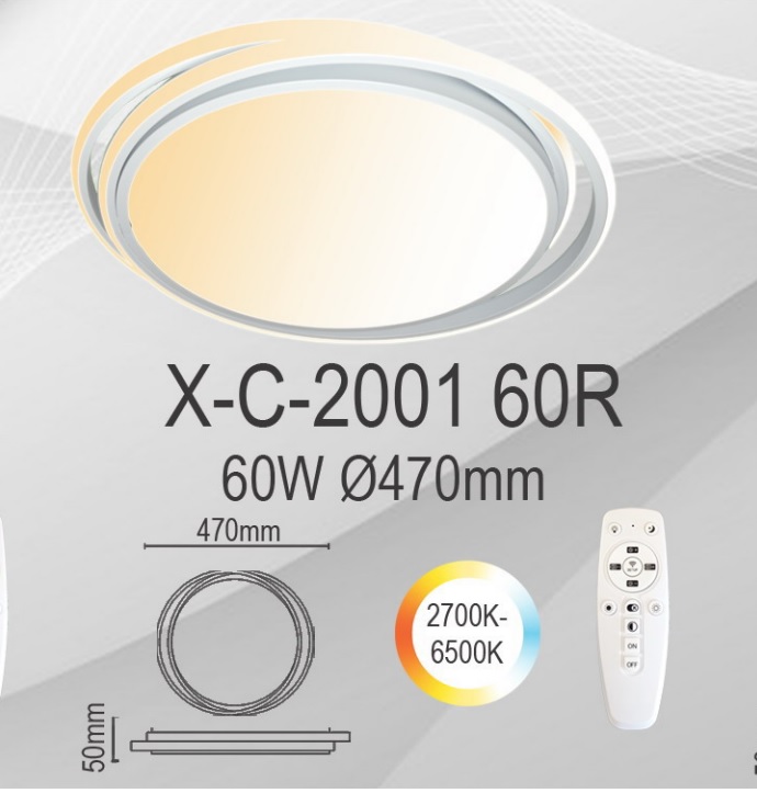 LED PLAFONJERA X-C-2001 60R+DALJINSKI WH