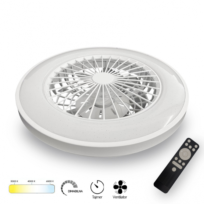 LED PLAFONJERA YL-FAN-01 48W 3000K/4000K/6500K BELA DIMOBILNA 201867