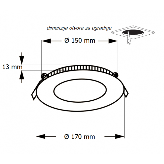 LED UGRADNI PANEL U/Z KNC1-12W 4000K 200133