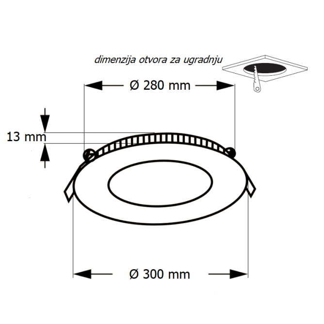 LED UGRADNI PANEL U/Z KNC1-24W 4000K 200137