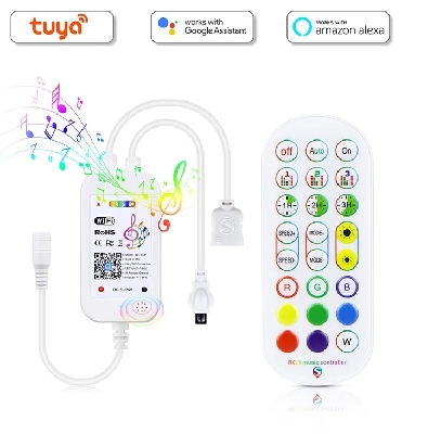 Kontroler za RGB LED trake, sa WIFI i BT funkcijom, mikrofonom i daljinskim upravljačem, 5-24V DC