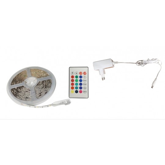 MLW-5050/2835-36 SET RGB+W 5050×18 LED-RGB + 2835×18 LED-W 5m 12V 36 LED/1m sa adapterom i daljinskim 24 tastera