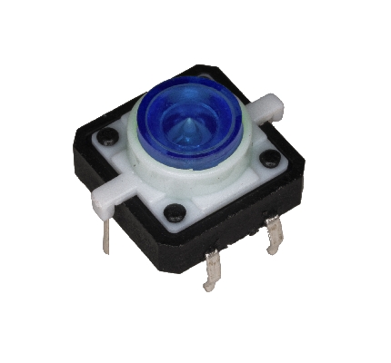 Taster, 12x12x7.3mm, sa LED, plave boje, 12V/50mA, napajanje LED 3.0V/20mA