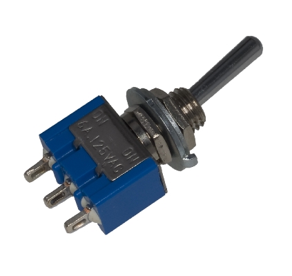 Prekidač sa ručicom, Miyama, Japan, ON-(ON), SPDT, 125V AC, 6A, Fi=5.5mm