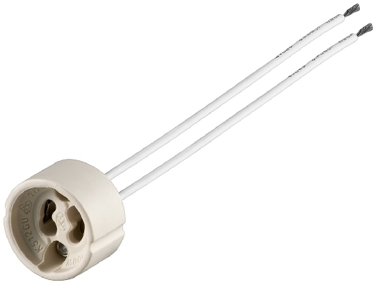 GU10 Lamp Socket with Twin Cable white 0.15 m in bulk - max. 100 W/250 V (AC) 0.15 m cable ce
