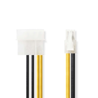 Internal Power cable đ P4 Male đ Molex Male đ Gold Plated đ 0.20 m đ Round đ PVC đ Black / Yellow đ