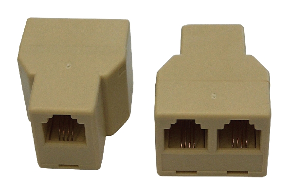 Adapter telefonski, modularni, ženski -> 2 x ženski, RJ11 6/4 pin