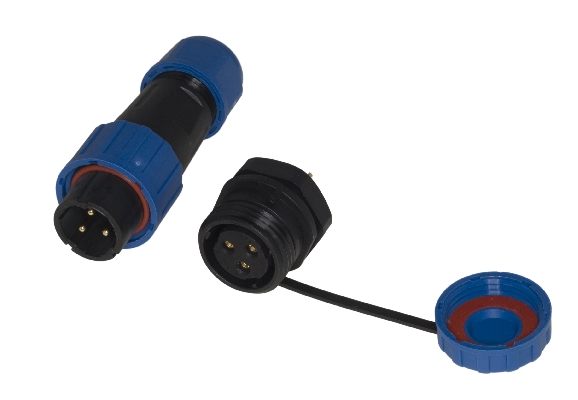 Konektor, SP16, muški za kabl sa štitnikom i ženski za ploču, 3-pina, 10A/500V AC
