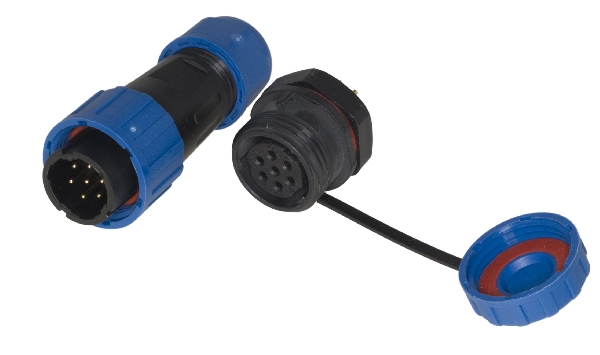 Konektor, SP16, muški za kabl sa štitnikom i ženski za ploču, 7-pina, 10A/500V AC