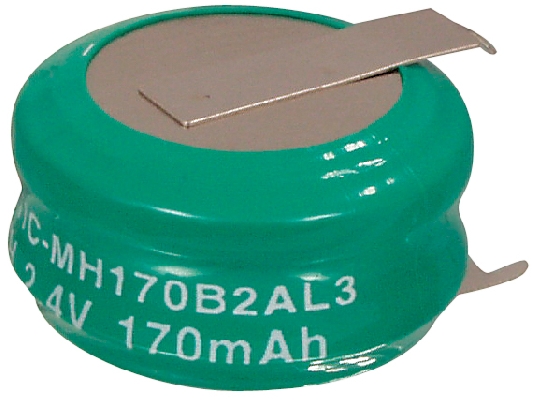 NIMH akumulator, 2.4V, 170mAh, 25.2x13.2mm
