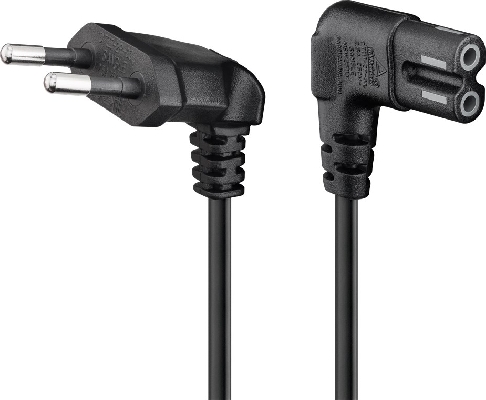 Connection Cable Euro Plug Angled at Both Ends 2 m Black 2 m Euro plug (type C