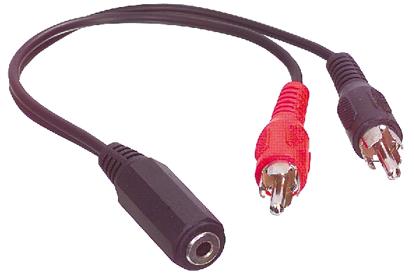 Kabl, 2 X RCA muški na ženski 3.5mm Stereo, 0.20 metara