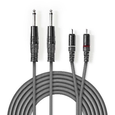 Kabl, audio, mono metalni muški 6.35mm na RCA muški metalni, 3 metra