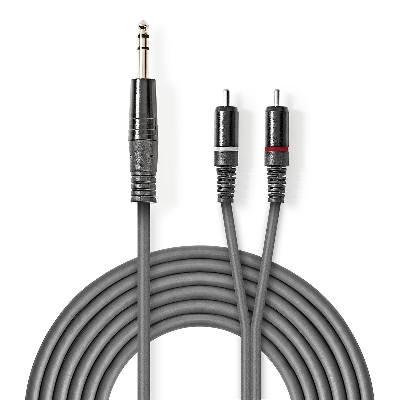 Kabl, audio, stereo metalni muški 6.35mm na 2 X RCA muški metalni, CU, 1.5 metara