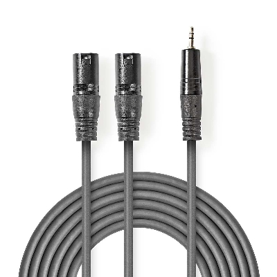 Balansirani audio kabl, dva puta 3 pin XLR muški na muški 3.5mm stereo, 3 metra