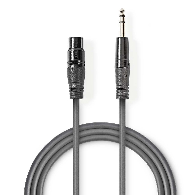 Balansirani audio kabl, 3 pin XLR ženski na muški 6.35mm stereo, 1.5 metar