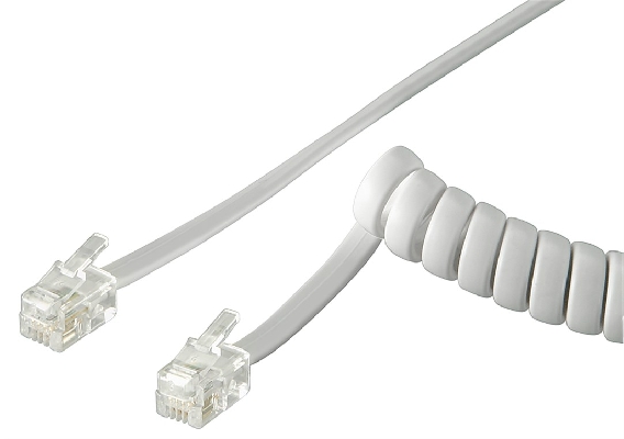 Phone Handset Spiral Cable 4 m white - copper-clad aluminium wire (CCA) RJ10 (4P4C)
