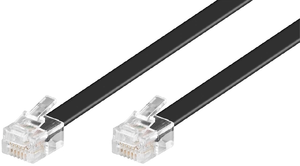 Modular Telephone Cable 10 m black - copper-clad aluminium wire (CCA) RJ12 (6P6C)