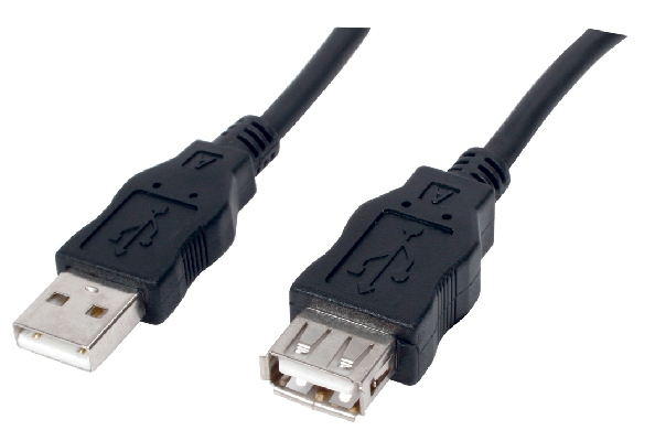 Kabl, USB, V2.0, A muški na A ženski, crni, 3 metra