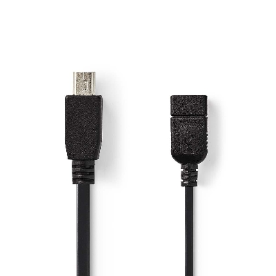 Kabl, USB, V2.0, Mini 5-pin muški na A ženski, On-the-go, 20cm, crni