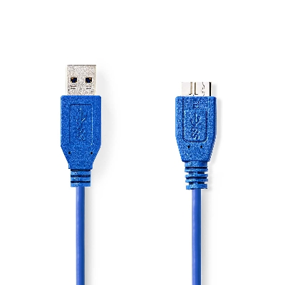 Kabl, USB 3.2, USB-A muški na USB Micro-B muški, 5 Gbps, okrugli, 0.50 metara