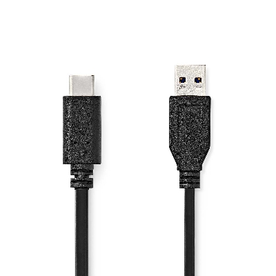 Kabl, USB 3.2 Gen 2, USB-A muški na USB-C muški, 10 Gbps, okrugli, crni, 1.00 metar