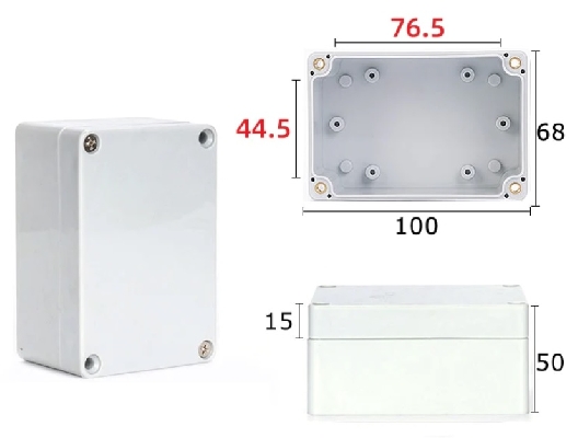 Kutija, ABS, F-tip, vodootporna, IP67, siva, 100x68x50mm