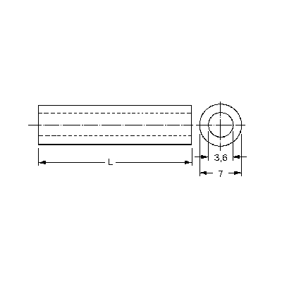 Distancer, šuplji, niklovani, Fi=4.3mm, L=2mm