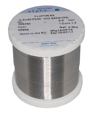 Tinol, za SMD, Fluitin AS, F-SW32, 0.5mm, 500g, Halide activated flux 1.4%, S-Sn60Pb40