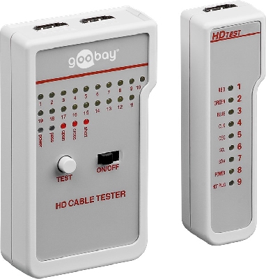 HD Cable Tester white Hanging Box - 1x cable tester with 2x HDMIô€‚Œô€€ƒsockets (type A)