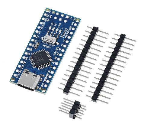 Arduino compatible Nano V3, ATmega328P, CH340, mini USB board, USB-C konektor, nezalemljena letvica