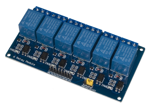 Šestokanalni modul, sa relejom, 12V/10A, sa optokaplerskom zaštitom