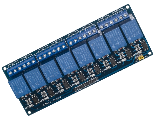 Osmokanalni modul, sa relejom, 12V/10A, sa optokaplerskom zaštitom