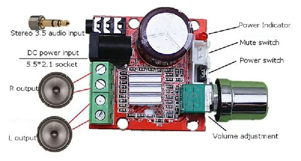 12V Mini Hi-Fi PAM8610 Audio Stereo Amplifier Board