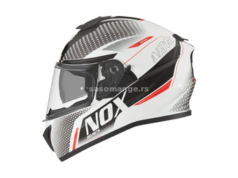 Kaciga za motor NOX META Full Face mat crno crveno bela N918 - L