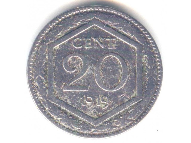 Italija 20 centesimi 1919 ravni obod