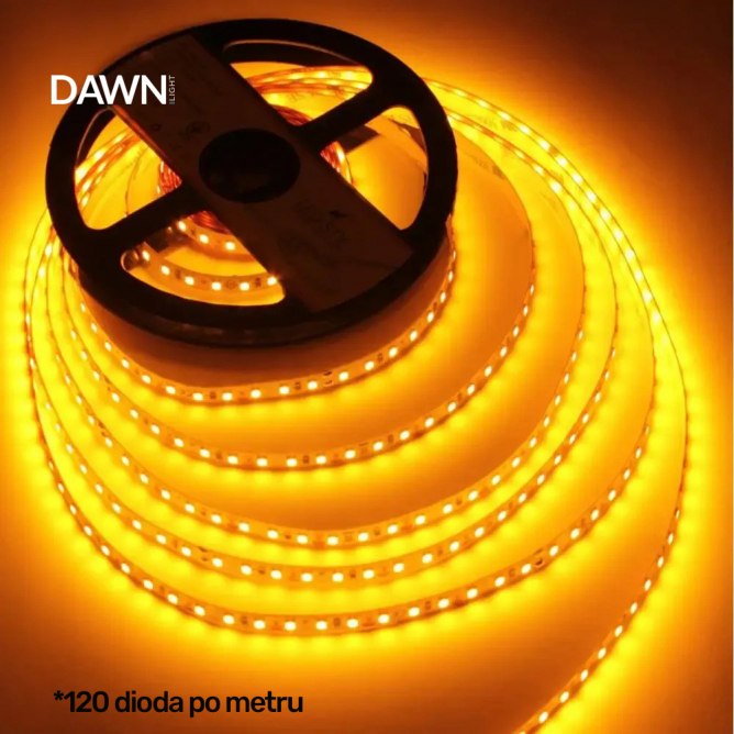 DAWN LED TRAKA 12V 12W/m AMBER IP20 (HL 2835-120-AMBER, 5met, 8mm)