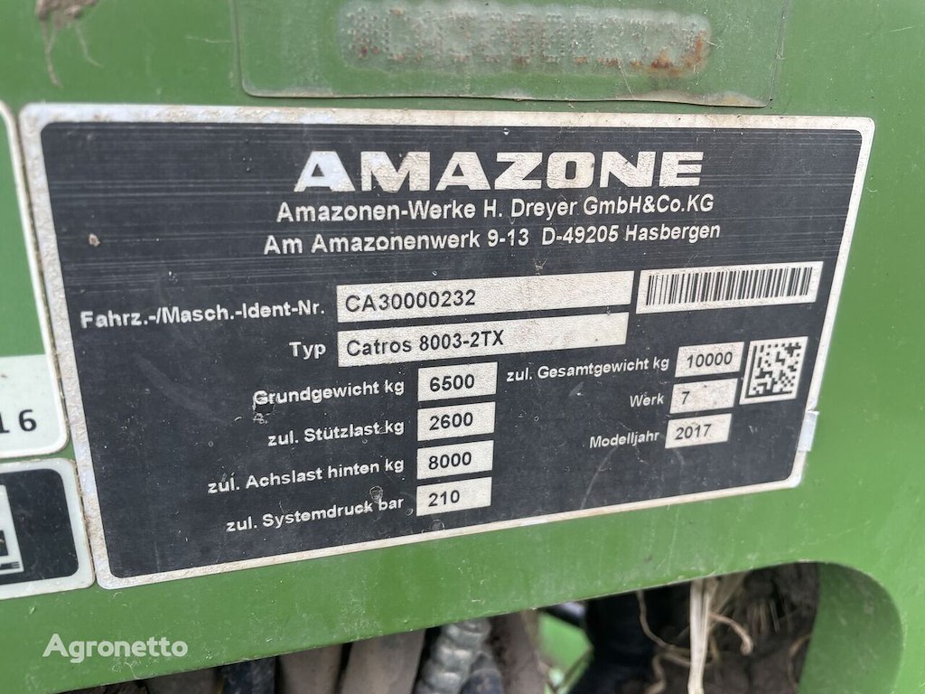 Amazone Catros 8003-2 TX tanjirača