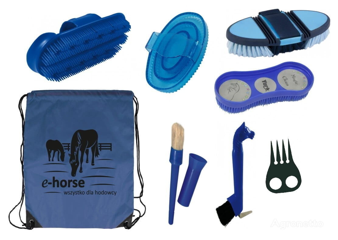Zestaw w plecaku do pielęgnacji konia niebieski 8-elementów oprema za konjogojstvo