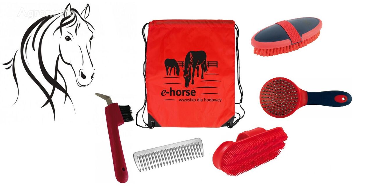 York zestaw do pielęgnacji konia 6-elementów czerwony oprema za konjogojstvo