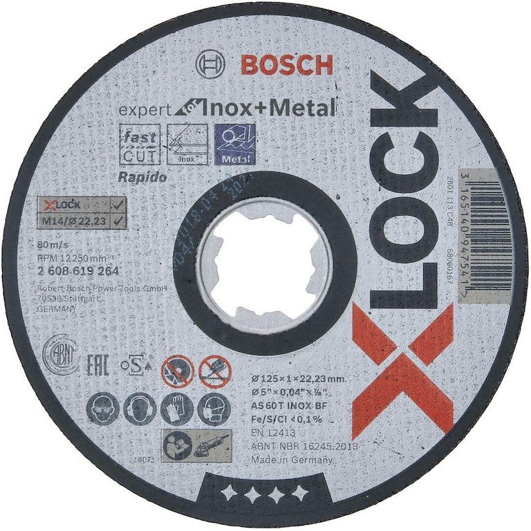 Rezna ploča za inox i metal X-LOCK Expert 125x1mm za ravno sečenje BOSCH