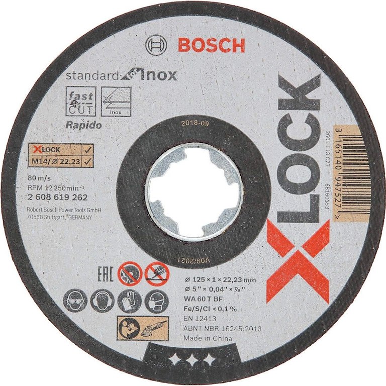 Rezna ploča za inox za ravno sečenje X-LOCK Standard 125x1mm BOSCH