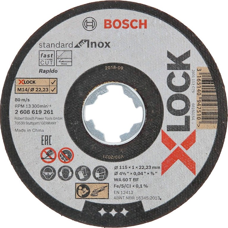 Rezna ploča za inox za ravno sečenje X-LOCK Standard 115x1mm BOSCH