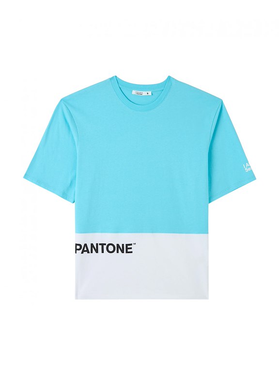 Majica za krupnije osobe u blok bojama Pantone Azurna