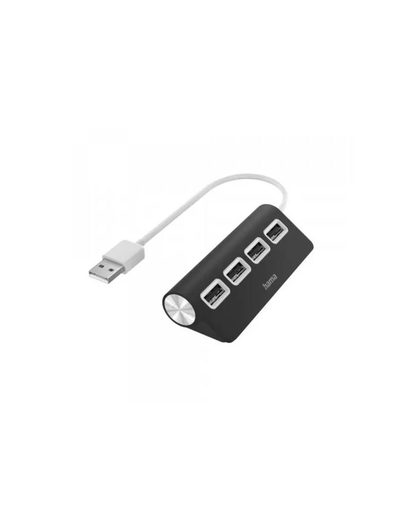 USB HUB Hama 4 porta, USB A 2 0, crni