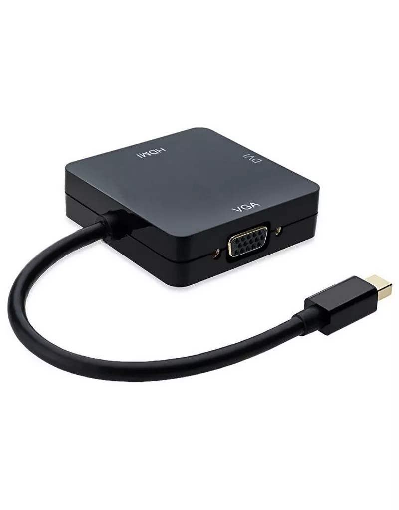 E-GREEN Mini DisplayPort - HDMI + DVI-I Dual Link + VGA D-Sub crni