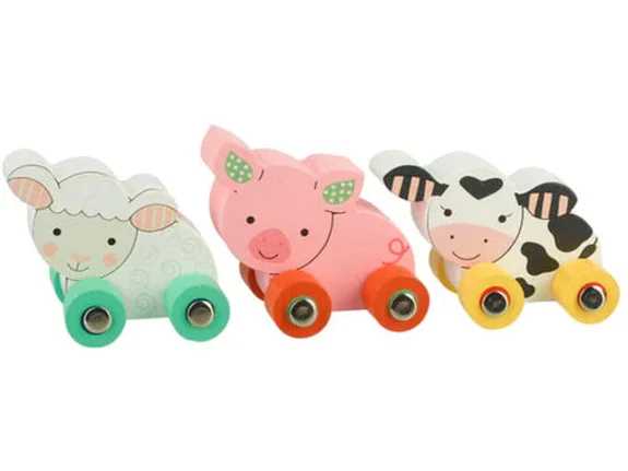 Orange Tree Toys Drveni set vozalica- 3 životinje sa farme